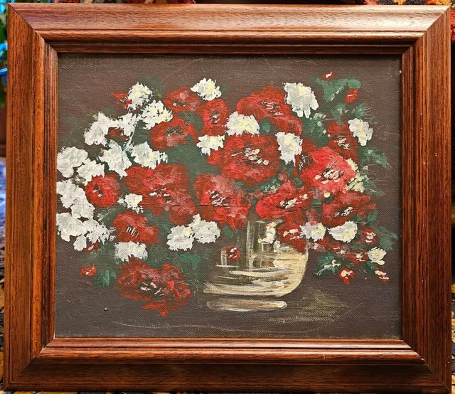 ÖLBILD ÖLGEMÄLDE STILLLEBEN Blumen in der Vase Malkarton EUR 1,00 - PicClick DE